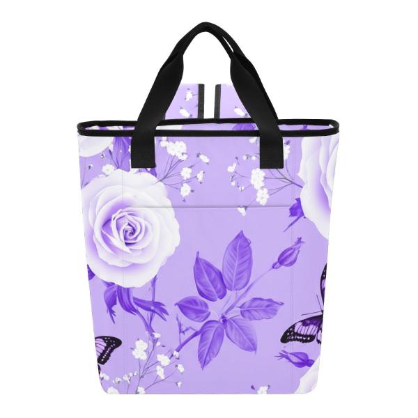 商品名:  Light Purple White Roses Cooler Lunch Bags Insulated 36 Cans Cooler Grocery Bags Insulated, 13.8''x5.9''x16.5ブランド:...