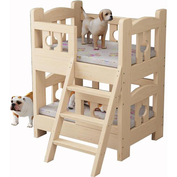 商品名:  Dog Bunk Bed for Small/Medium Pet, Bunk Bed for Dogs, Pet Bed with Stairs, Double Layer Wood Frame Pet Beds with S...