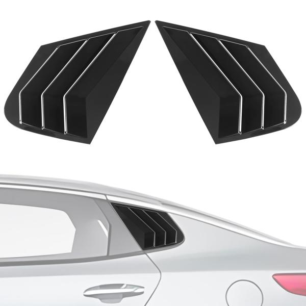 商品名: MSIZOY リアサイドウィンドウクォータールーバーシェードトリムパネルカバー Kia Optima K5セダン2016-2020サイドシャッターカバートリムステッカーベントスクープブラインドアクセサリー、光沢ブラック MSIZO...