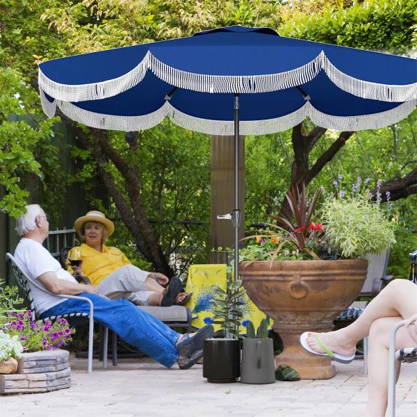 商品名:  lafengyan 8.8ft Navy Blue Patio Umbrella with Hand Crank Tilt, UPF 30+ Sun Protection &amp; Wind-Resistant Design ...