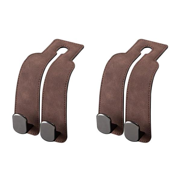 商品名: MUQIDA 2個 カーシートヘッドレストフック スエードレザー バックシートオーガナイザー ダブルメタルフック ユニバーサルヘッドレストハンガー 便利な車両収納フック 財布ハンドバッグコート用 (ブラウン) MUQIDA 2 P...