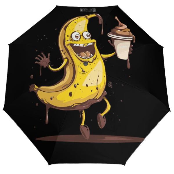 商品名:  Banana Chocolate Ice Cream Travel Umbrella Windproof Automatic Umbrellas Folding Small Compact for Backpack Carブラン...
