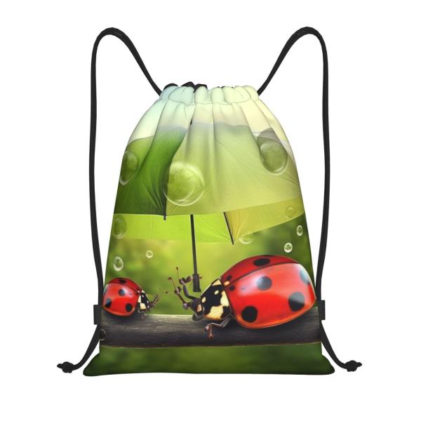 商品名:  EKYOSHCZ Gym Drawstring Backpack Funny Ladybug Holding Umbrellas String Backpack Sports Cinch Bag Sackpack Travel ...