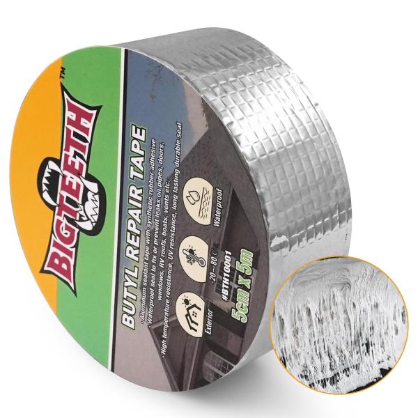商品名: BIGTEETH アルミニウムブチル修理テープ - 2インチ x 16フィート 防水テープ パイプ、ドア、窓、RV屋根、ボート、通気口などに BIGTEETH Aluminum Butyl Repair Tape - 2 inch...