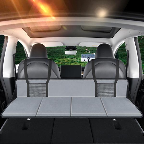 商品名: 車のリアシートマットレス拡張プレート、睡眠用ポータブルマットレス、折りたたみ式後部座席エクステンダー、旅行トランクスペースと車のベッドキャンプスペースを増やす車、SUV、モデルY/3(グレー) Car Rear Seat Matt...