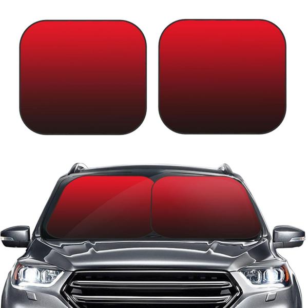 商品名:  Dark Red Burgundy and Black 2-Piece Car Windshield Sun Shade Foldable - Fashionable Sunshade for Car Front Window ...