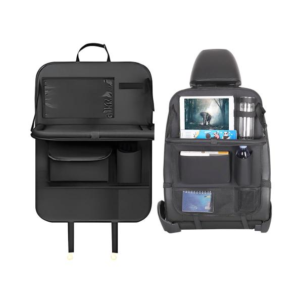 商品名: Norkmdi 車用バックシートオーガナイザー 折りたたみ式テーブルトレイ付き 6つの収納ポケット 車両シートバックプロテクター キックマット タッチスクリーン携帯電話ホルダー付き 旅行用オートシートオーガナイザー ユニバーサルフ...