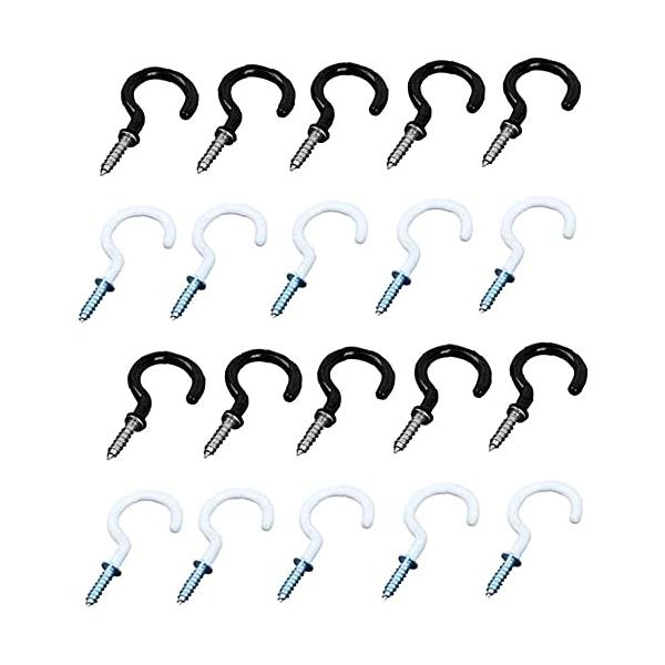 商品名:  Reusable Plastic Coated Shouldered Cup Cup Hooks Screw-in Ceiling Hook Cup Hook Holder 10Pcs Black 10Pcs White Dur...