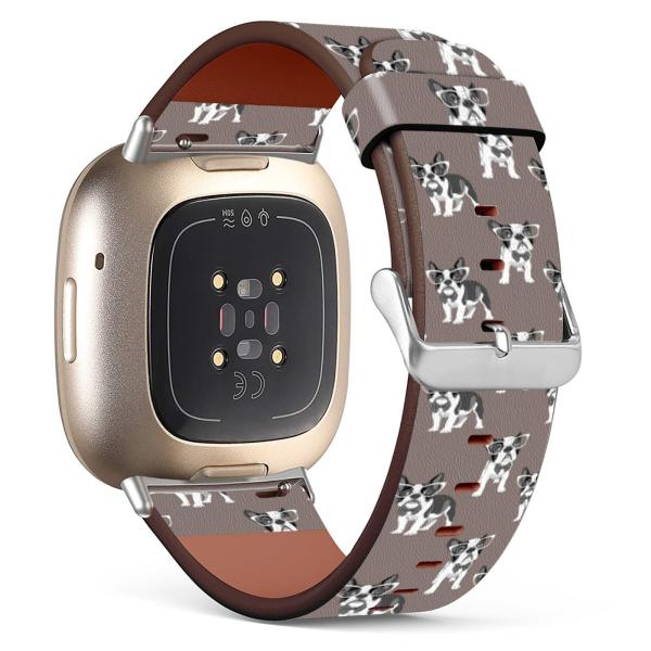 商品名:  Mingdao Compatible with Fitbit Versa 4 / Versa 3 / Sense 2 / Sense Stylish PU Leather Band Replacement Strap, Fren...