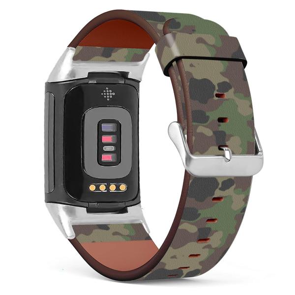 商品名:  Mingdao Compatible with Fitbit Charge 5 / Charge 6 Stylish PU Leather Band Replacement Strap, Camouflage MD5771ブラン...