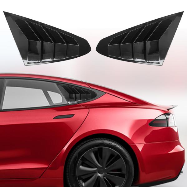商品名: Xhfarce ウィンドウルーバー TeslaモデルS 2017-2024 2025年モデルに適合 リアサイドウィンドウルーバー フロントガラスサンシェードカバー 自動車外装装飾トリムアクセサリー(ブライトブラック) Xhfarc...