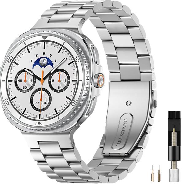 商品名: Miimall (マイモール) メタルバンド Samsung Galaxy Watch 8 40mm 44mm/8 クラシック 46mm (2025) 用 ステンレススチールストラップ 安全な留め金付き メンズ 頑丈でスタイリッシ...