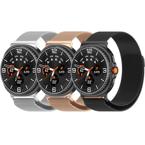 商品名:  QIEMUTER 3 Pack Metal Watch Bands Compatible for Galaxy Watch 8 Band 40mm 44mm/Galaxy 8 Classic/Ultra 2, Stainless...