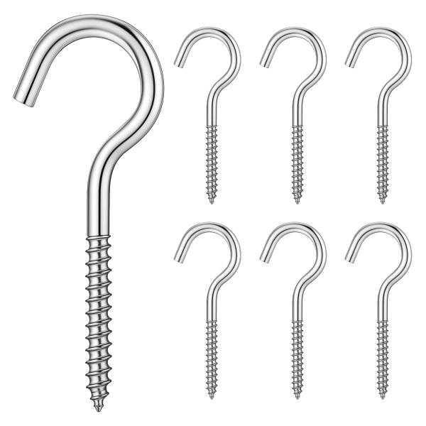 商品名: 6個 スクリューフック 高耐久 3.1インチ 304 ステンレススチール カップフック ねじ込み式 アイフック 天井フック 植物を吊るす 屋内 屋外 オープンループ付き 6pcs Screw in Hooks for Hangin...