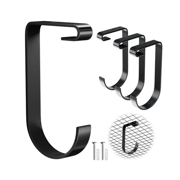 商品名: EFEALL(イーフェール) 自転車フック ガレージ天井収納ラック用 4個パック 高耐久 スチール 厚みのあるフラットフック 最大50ポンドまで対応 バイクハンガー 追加 オーバーヘッドガレージ収納ラック 壁棚 ブラック EFEA...