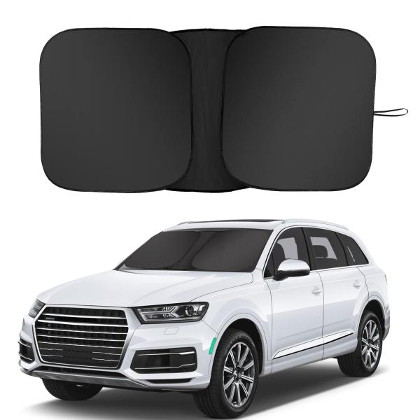 商品名: ユニバーサル車用フロントガラスサンシェード - 26.7インチ×55インチ チタンシルバー反射サンシェード 車、SUV、トラック、ハッチバック、セダン用 ほとんどの車のアクセサリーに適合 Universal Car Windshi...