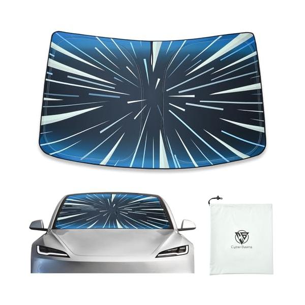商品名: CYBERBEANS(サイバービーンズ) Ludicrous サンシェード TeslaモデルS/3/X/Y用 フロントガラス サンシェード アクセサリー ジュニパー/ハイランド 折りたたみ式 カーウィンドウ サンブロッカー オーガ...