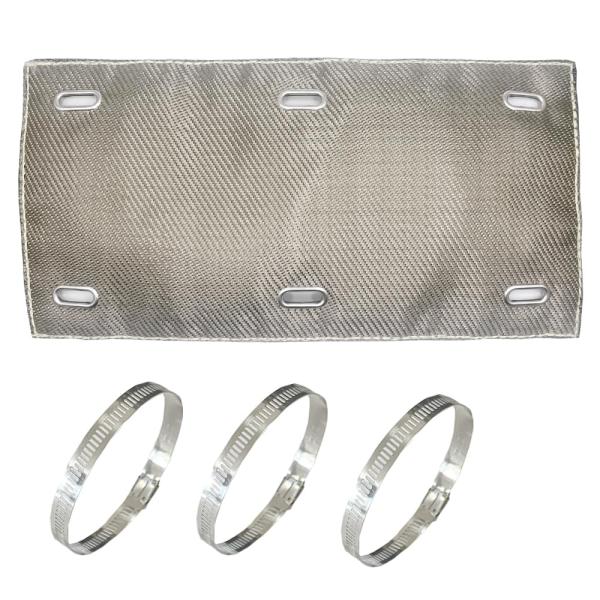 商品名:  MAUTEMOWING 6" x 12" Exhaust Heat Shield Titanium Pipe Heat Shield with Stainless Steel Clamps Two-Layer Material ...