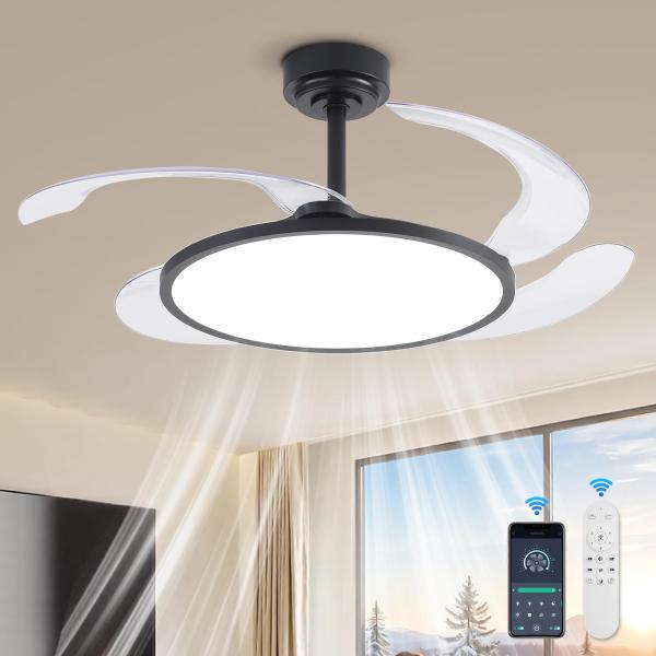 商品名:  AHAWILL 48'' Retractable Ceiling Fan with Remote Control,Bladeless Ceiling Fan with LED Lights,Stepless Full Spect...