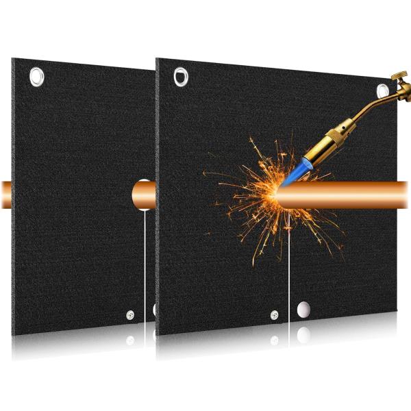 商品名: HVAC Tools 溶接ブランケット 耐火 2パック 30.5 cm x 30.5 cm トーチ用ろう付け熱シールド 1/7インチ はんだ付けマット 配管用穴付き 銅パイプ用溶接パッドクロス 配管はんだブランケット kaidun...