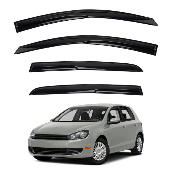 商品名:  PLDDE Window Rain Guards Compatible with 2010-2014 VW Golf R GTI MK6 4-Door Hatchback, 4pcs 3D Wavy MU Style Windo...