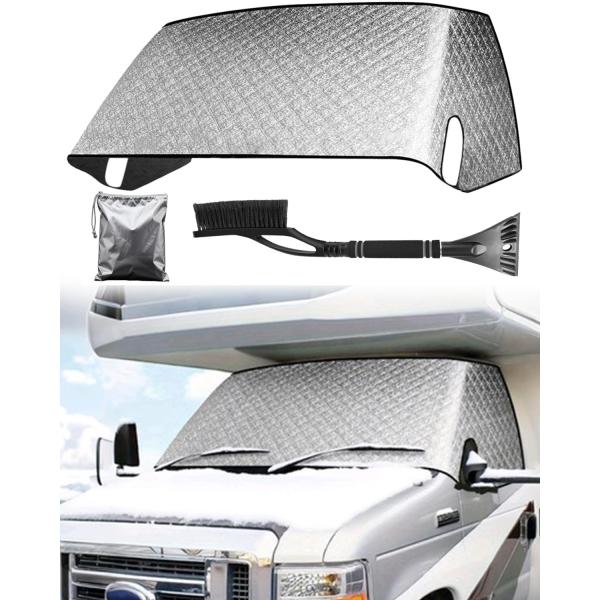 商品名: RVフロントガラスカバー、クラスC フォード E450 1997-2025 キャンピングカー、氷と雪用フロントガラススノーカバー、RVフロントウィンドウサンシェードカバーブロック紫外線熱RVアクセサリー[スノーブラシアイススクレー...
