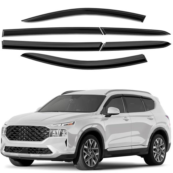 商品名:  Window Deflectors Smoke Tinted Tape-On Side Window Vent Visor Deflectors Rain Guards Compatible with Hyundai Santa...