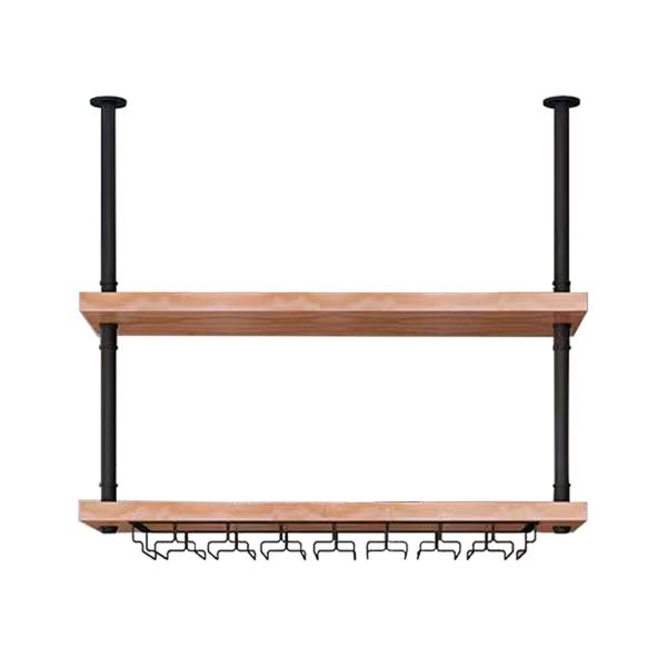 商品名:  GHHDPXM Ceiling Wine Rack Floating Shelves for Industrial Bars 2 Tier Wooden Storage Rack for Wine Bottles Plates ...