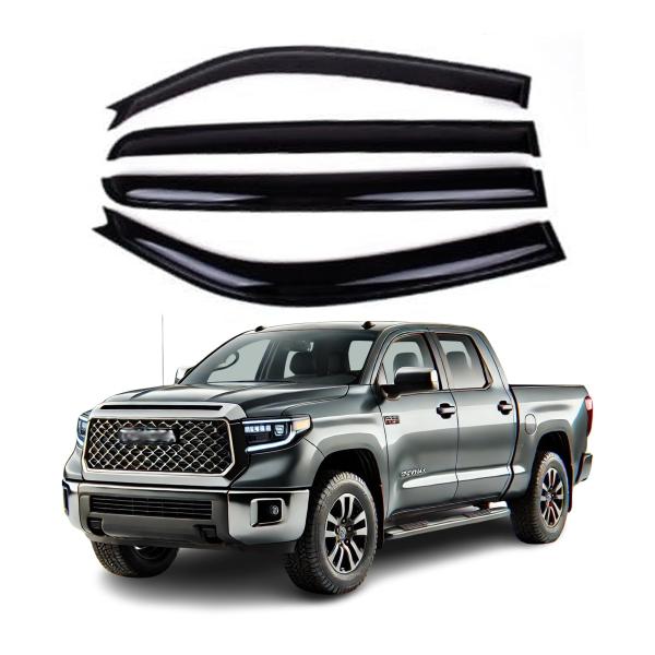 商品名:  Fits for Toyota Tundra CrewMax 2007-2021; Premier Tape-On Smoke Window Visor Sun Rain Vent Guard Vent Window Visor...