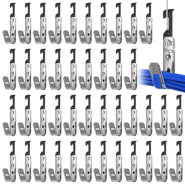 商品名: Toyosport 吊り下げ用Jフック 100個 3/4インチ 高耐久 Jフック バットウィングクリップ付き 金属ワイヤーサポートフック ケーブルを天井グリッドワイヤー&amp;ネジロッドに吊るす Toyosport 100 Pc...
