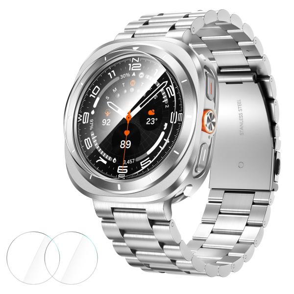 商品名: Goton メタルウォッチバンドセット Samsung Galaxy Watch Ultra 47mm 2025/2024用 調節可能なストラップ + ステンレススチール保護バンパーフレームケース + ハードポリカーボネートバック...