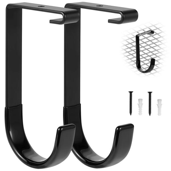 商品名: ガレージ天井マウントラック用自転車フック 2個パック - 滑り止めコーティング、高耐久4×8 オーバーヘッドガレージストレージラック 天井吊り下げ自転車棚用、追加収納フラットフックアクセサリーとウォールハンガー。 2 Pack B...