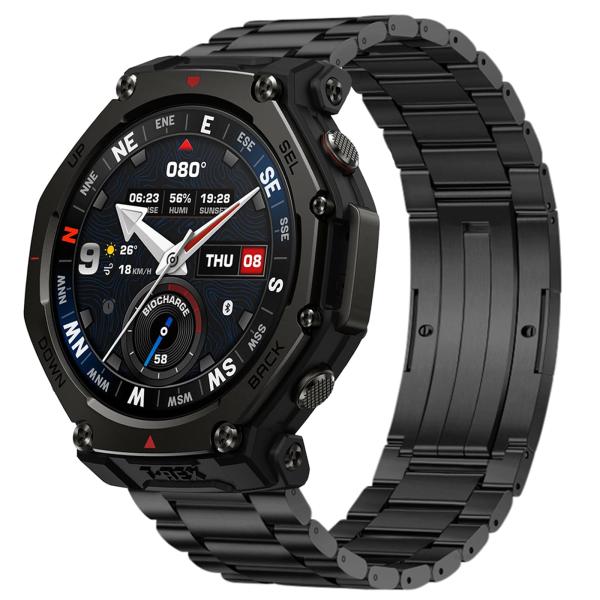 商品名: PONATTENO チタン腕時計バンド Amazfit T-Rex 3 Pro 48mm対応 超軽量 丈夫 チタン製腕時計ストラップ サイズ調整可能 取り付け簡単 (ブラック) PONATTENO Titanium Watch B...