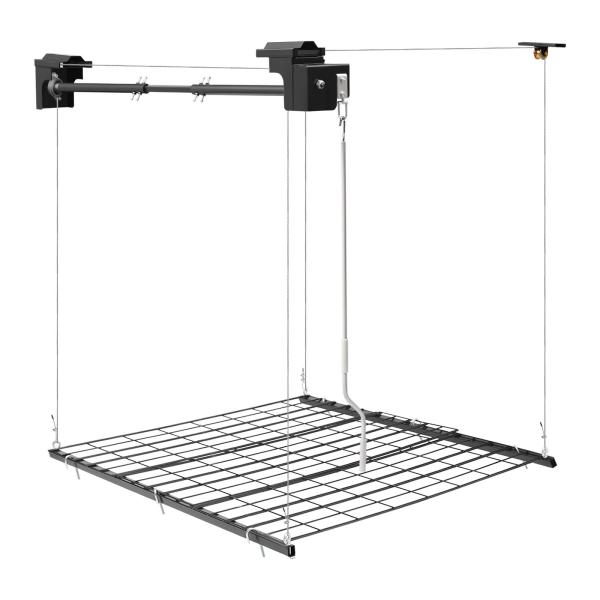 商品名:  Deroanke Heavy-Duty Metal Garage Ceiling Rack, 4x4Ft Overhead Garage Lifting Storage Rack, 96''L Adjustable Height...