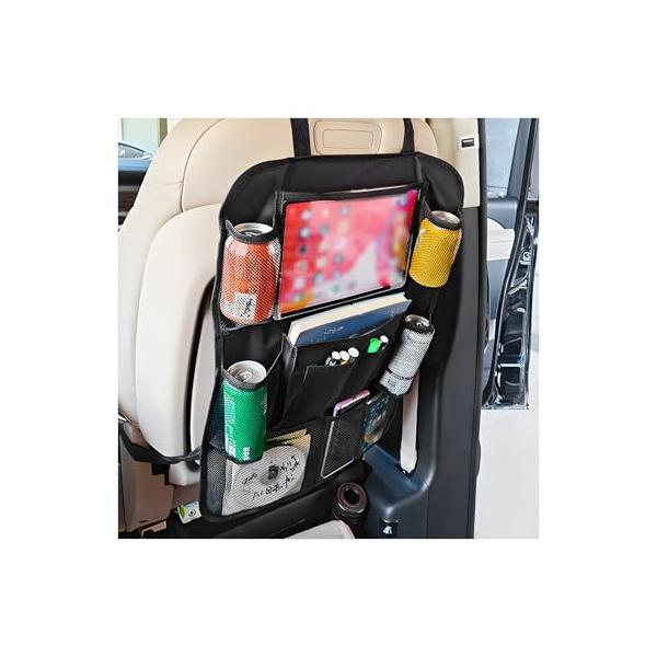 商品名: JNXIJ カーシートバックオーガナイザー オートマルチポケット バックシートストレージバッグ タブレットホルダー付き 防水 オックスフォード布 シートバックプロテクター キックマット ほとんどの車両用 カーアクセサリー (スタイ...