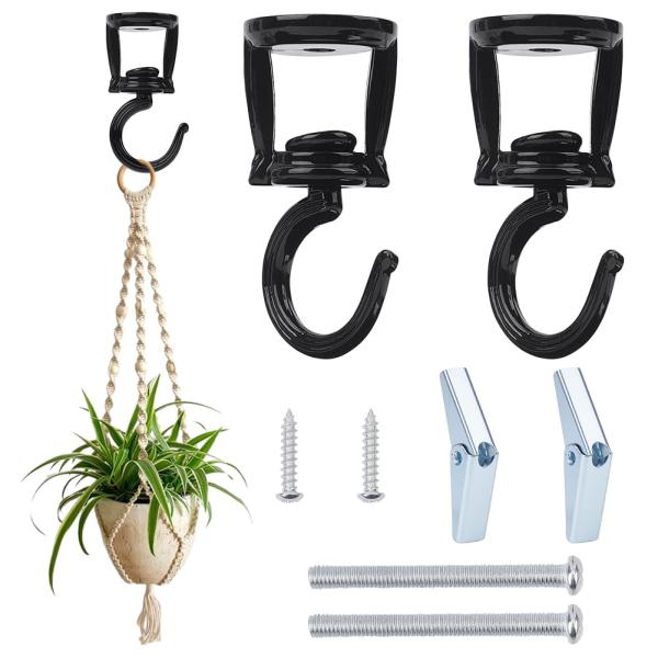 商品名:  CRAFTYMELODY 2 Sets Ceiling Hooks for Hanging Plants Alloy Black Heavy Duty Metal Plant Hanger Hook Swivel Ceiling...