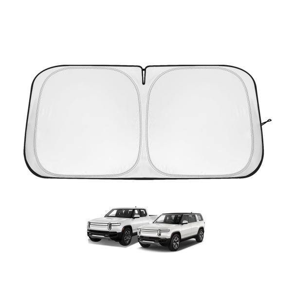商品名: BestEvMod フロントガラスサンシェード 2022-2025 2026 Rivian R1S R1Tアクセサリー対応 折りたたみ式フロントウィンドウサンシェード サンバイザープロテクター グレアをブロック 紫外線保護 カスタ...