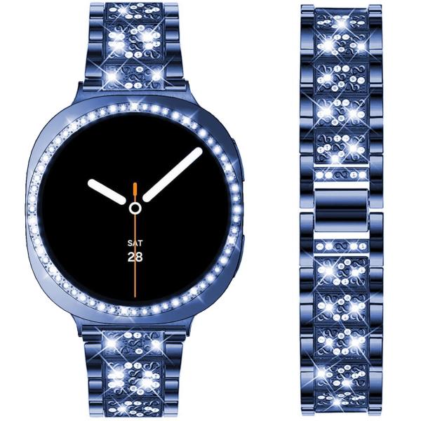 商品名: DEALELE バンドとケース Samsung Galaxy Watch 8 40mm対応 スリムキラキララインストーンダイヤモンドメタルブレスレット 光沢のある保護ケースカバー 交換用 男女兼用 (40mm, ブルー) DEAL...