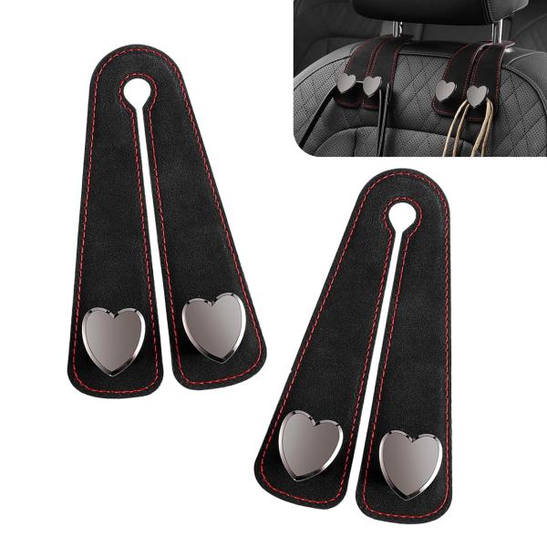 商品名: lekiliky ヘッドレスト用カーフック、豪華なレザー&amp;メタル多機能滑り止め車両フック - バッグ、傘、財布、メガネを保持 | ユニバーサルカーインテリアストレージオーガナイザー(ブラック) lekiliky Car H...