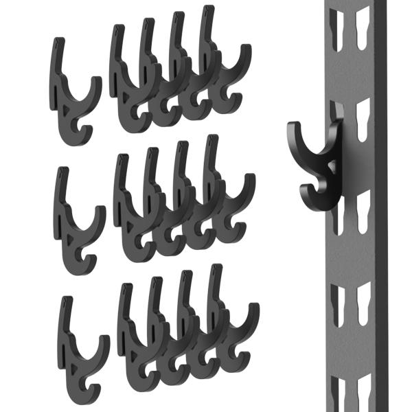 商品名:  Heavy Duty Universal Hook 2 in 1 for Industrial Storage Racks, Made of Black ABS Plastic. Multi Purpose for Garage...