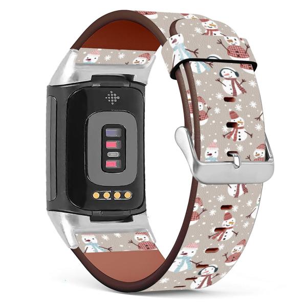 商品名:  Mingdao Compatible with Fitbit Charge 5 / Charge 6 Stylish PU Leather Band Replacement Strap, Snowman MD7469ブランド: ...