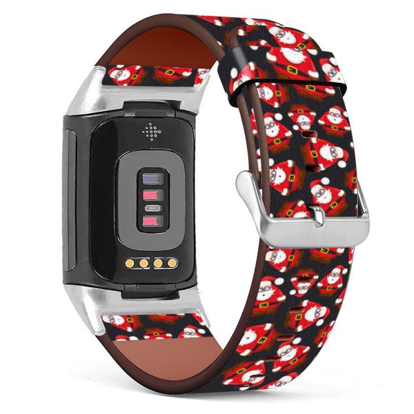 商品名:  Mingdao Compatible with Fitbit Charge 5 / Charge 6 Stylish PU Leather Band Replacement Strap, Santa Claus MD8093ブラ...
