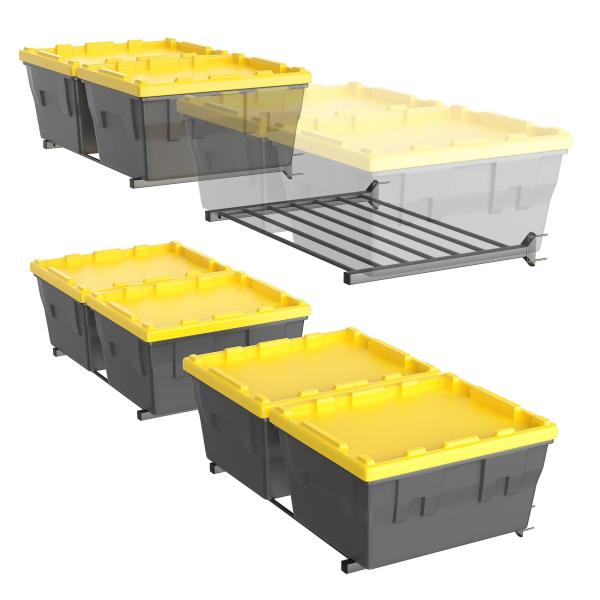 商品名: TORACK(トラック) 壁取り付け式20ガロン トート収納ラック 頑丈な金属製ビン収納棚 ガレージ用 標準的な収納トートにフィット 自宅、地下室、ワークショップ用の省スペースビンホルダー TORACK Wall Mounted ...