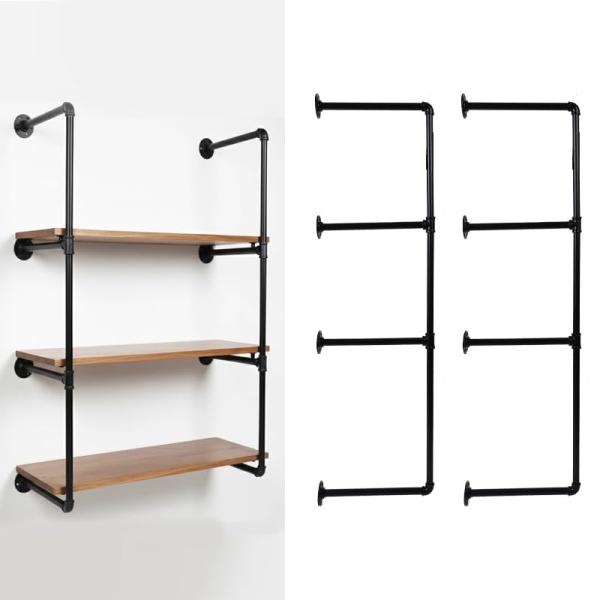 商品名: HBLYJS 工業用パイプ棚ブラケットシステム ブラックアイアンウォールマウント 4段収納ラック DIY 素朴なファームハウススタイルブラケット (板なし) HBLYJS Industrial Pipe Shelving Brac...