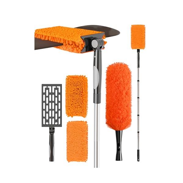 商品名: FEXIA 天井ファンクリーナーダスターキット 6フィートの延長ポール付き、ファンブレードクリーナーマイクロファイバークリーニングツール、ブラインド用再利用可能なシェニールモップ ベースボード 壁 クモの巣 本棚 ドア ウィンドウ...