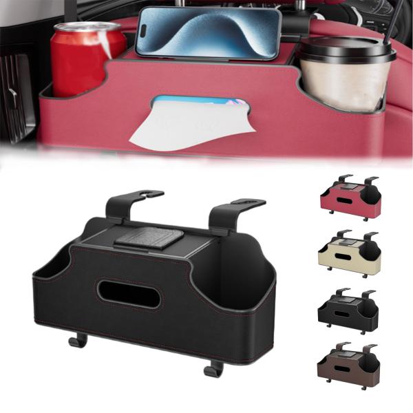 商品名: 3-in-1 車用後部座席オーガナイザー、多機能カーバックシート収納、カーシートバックストレージボックス、カーティッシュホルダー多機能カーシートオーガナイザー、旅行、ロードトリップ用 Domxies Car Organizers ...