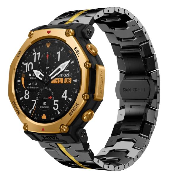 商品名: HinZann 22mm メタルバンド Amazfit T-Rex 3 Pro 48mm用 ステンレススチールメタルストラップ ギャップなし 調整ツール付き 交換用バンド 男女兼用 Amazfit Balance 2 /Balan...