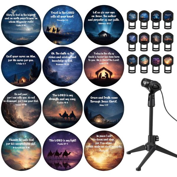 商品名: VIHOSE 聖書の詩プロジェクターライトデコレーション 主イエスセット 交換可能なフィルム12枚付き 聖書の詩 ギャラクシープロジェクター ナイトライトプロジェクト 宗教的な壁や天井のギフトに VIHOSE Bible Vers...