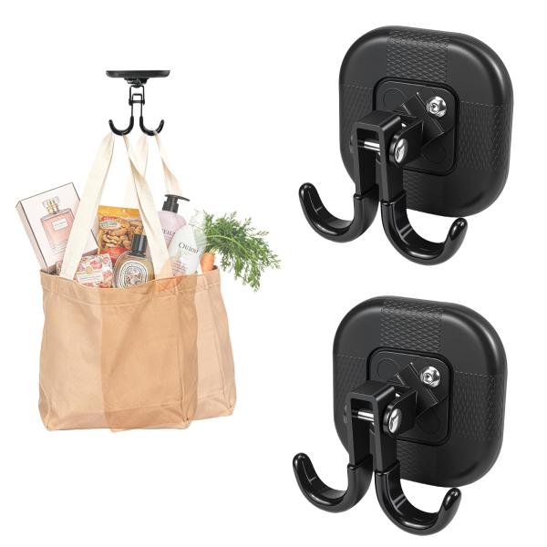 商品名: MagitcSee 大型磁気カーフック 高耐久 360度回転 20ポンド 超強力マグネットオーガナイザーホルダー トランク用 滑り止めラバーコーティング付き クルーズ RV ガレージ ワークショップに最適 2個パック Large ...