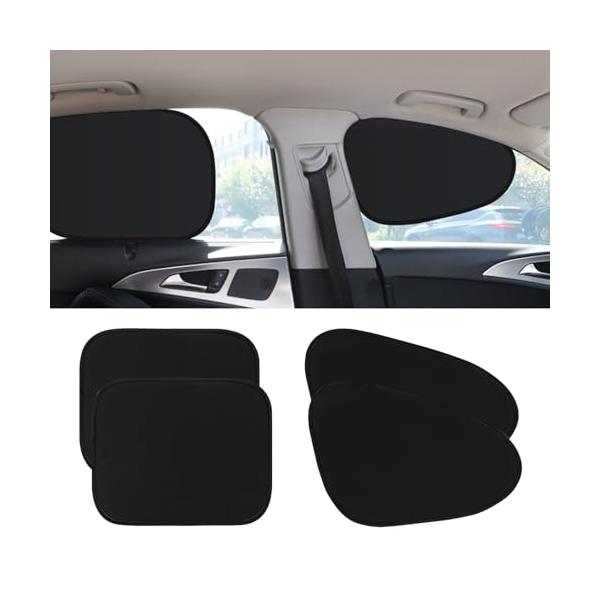 商品名: 車用ウィンドウシェード 4個パック 静電気でくっつく折りたたみ式サンシェード フロント&amp;リアサイドウィンドウ用 99%UV&amp;グレアブロッカー セミカバレッジデザイン 遮るもののない視界 ほとんどの車、SUV、ミニバ...